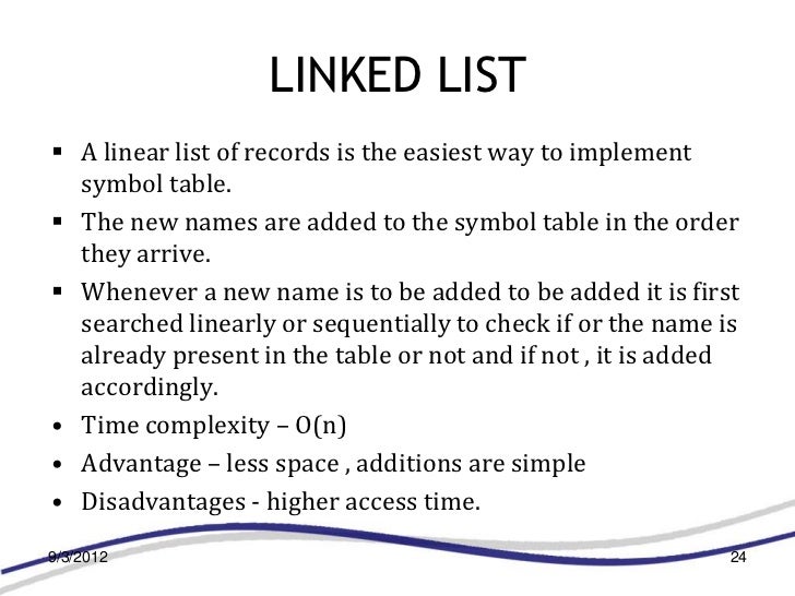 Symbol table design (Compiler Construction) Symbol table design (Compiler Construction)