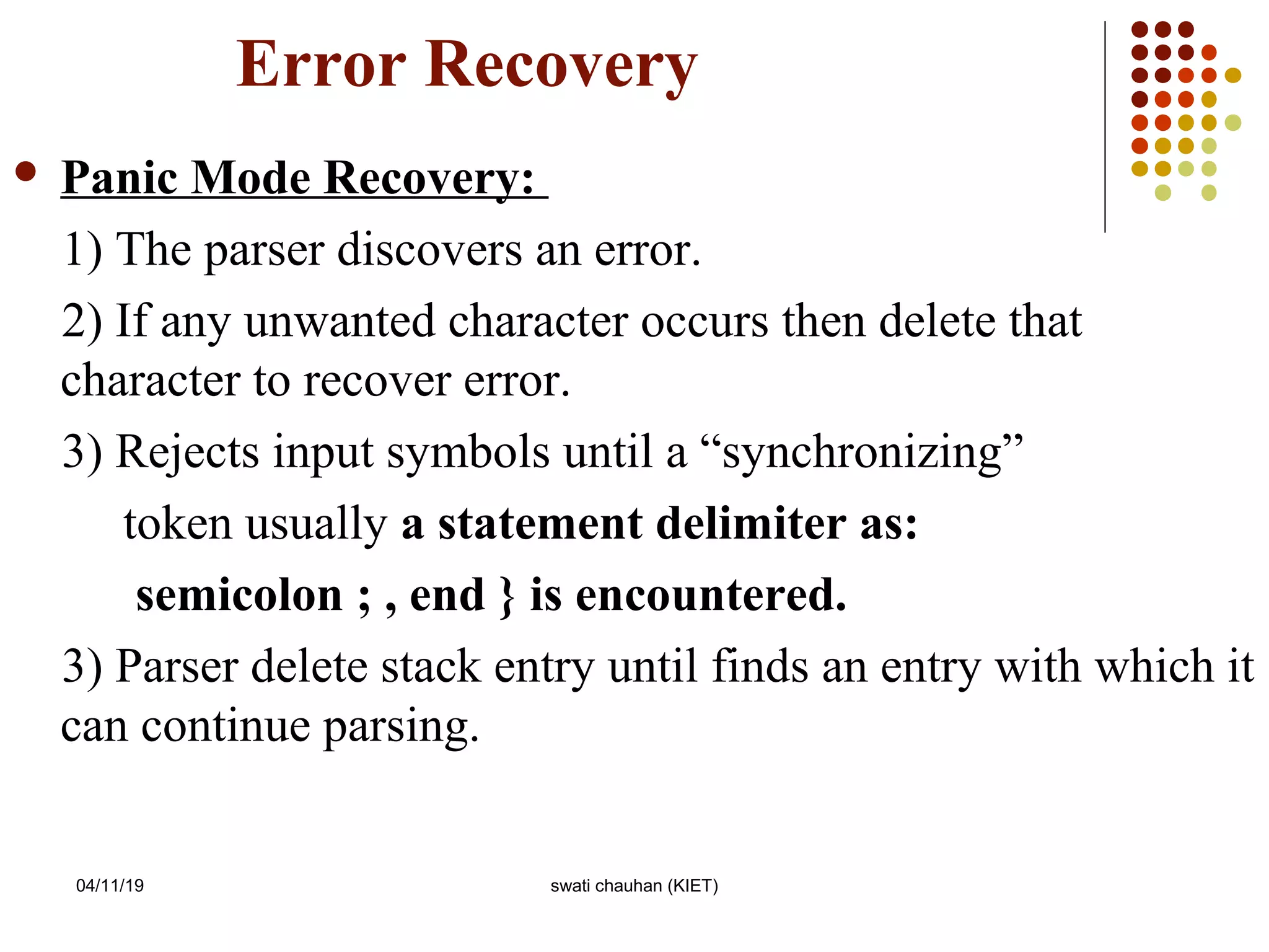 Symbol Table Management And Error Handling In Compiler Design Ppt