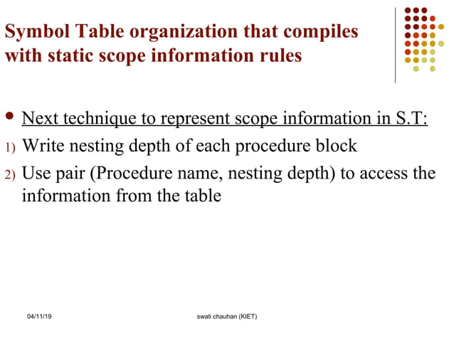 Symbol Table Management And Error Handling In Compiler Design Ppt