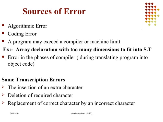 Symbol table management and error handling in compiler design | PPT | Programming Languages ...