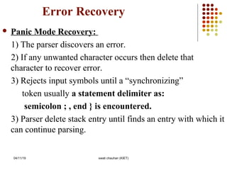Symbol table management and error handling in compiler design | PPT