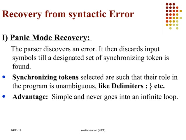 Symbol table management and error handling in compiler design | PPT ...