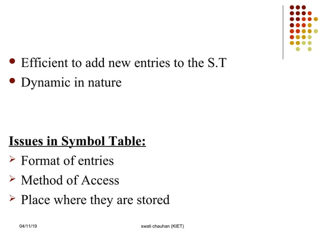 Symbol Table Management And Error Handling In Compiler Design Ppt Programming Languages