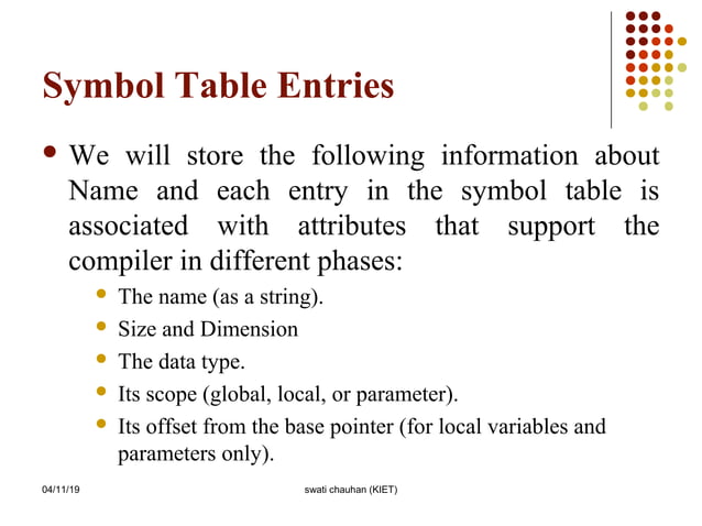 Symbol table management and error handling in compiler design | PPT ...