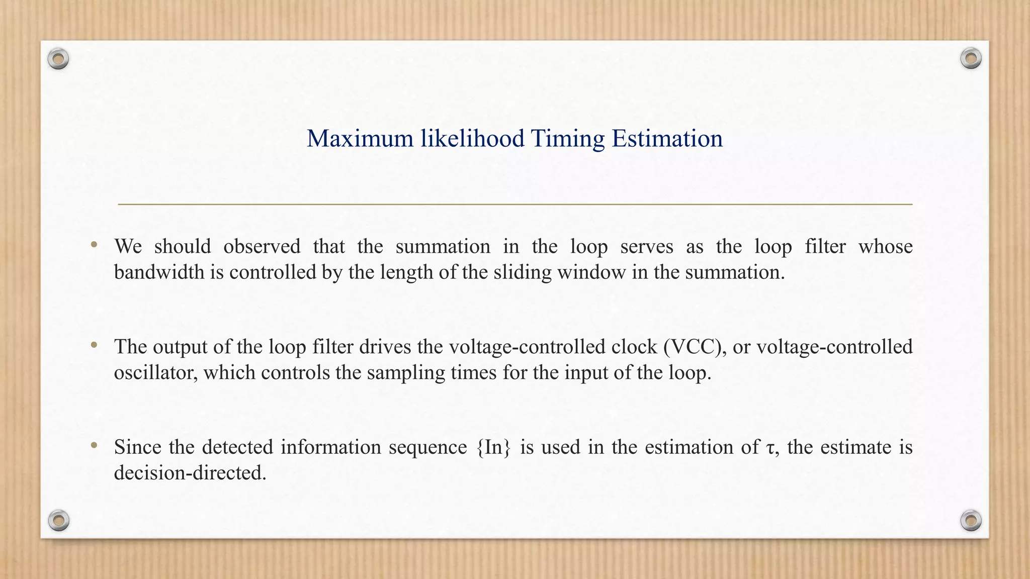Symbol Timing Estimation By Sachin Maithani Ppt