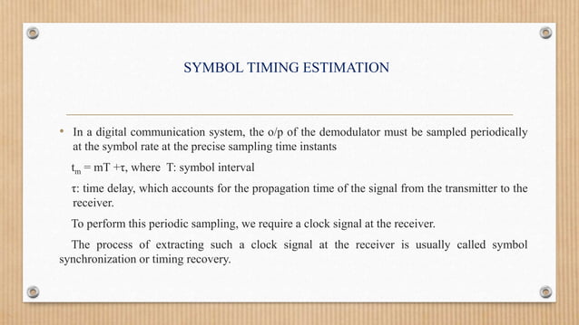 Symbol Timing Estimation By Sachin Maithani Ppt