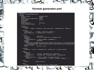 Symfony Admin Generator - generator.yml
