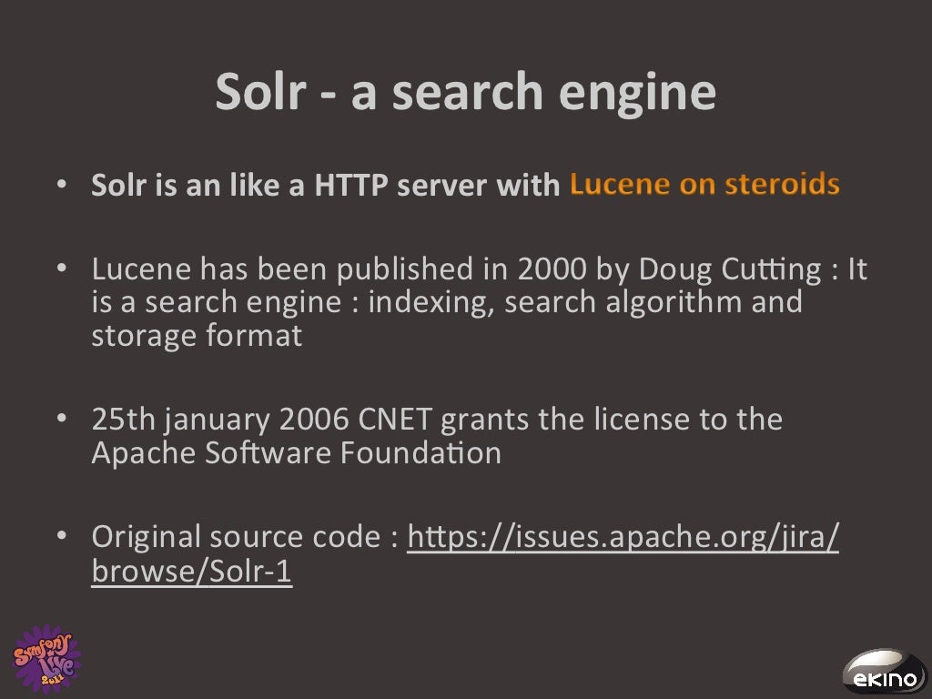 Solr -‐ a search engine Solr -‐ a search engine