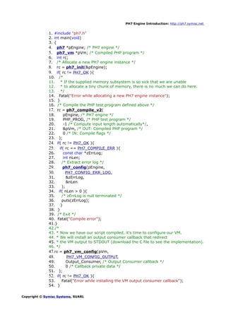 Introduction To Embedding The PH7 PHP Engine in a C/C++ Host ...