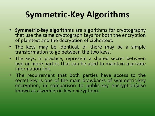 Symmetric Key Algorithm Ppt