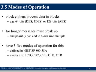 Symmetric encryption and message confidentiality | PPTX