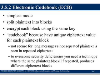 Symmetric encryption and message confidentiality | PPTX