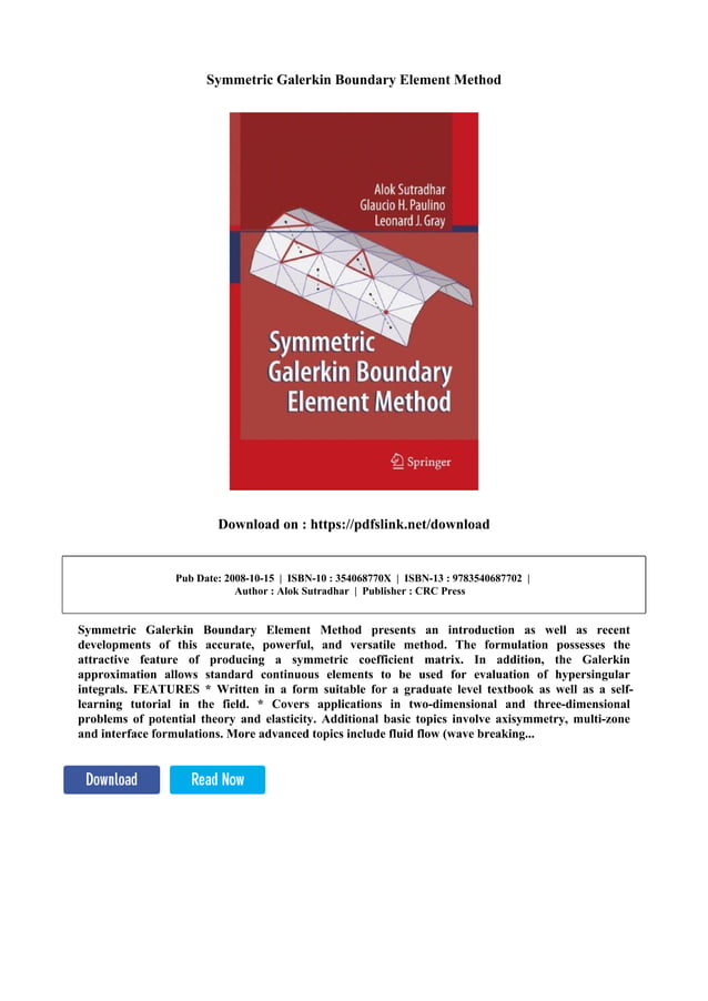 Symmetric galerkin boundary element method | PDF