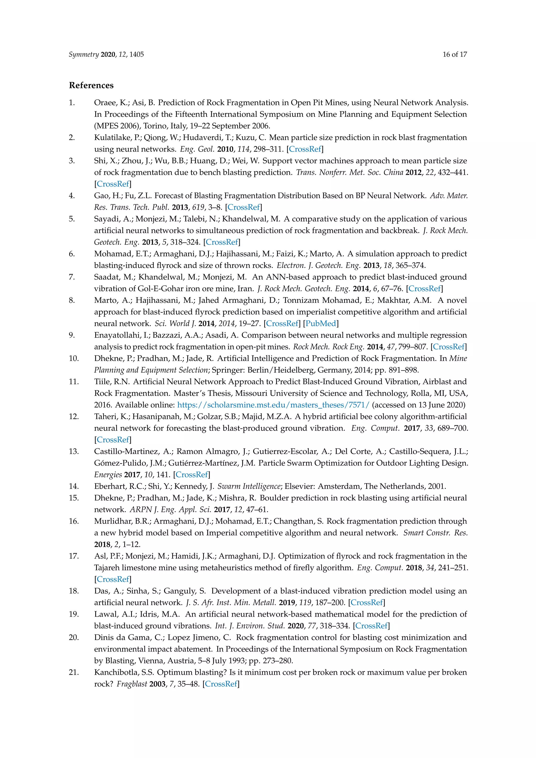 Design of a Predictive Model of Rock Breakage by Blasting Using Artificial Neural Networks | PDF ...