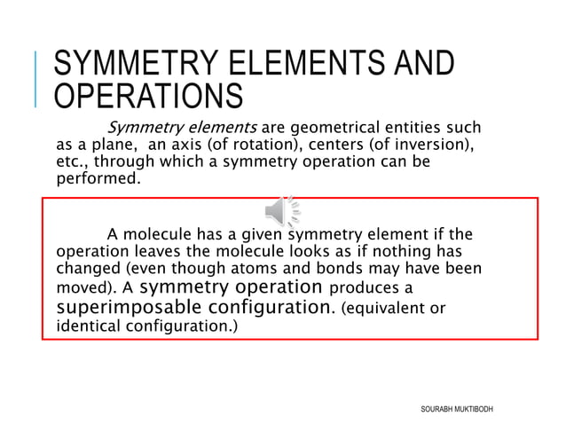 Symmetry Elements and Operations ppt | PPTX | Chemistry | Science