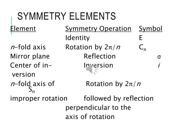 Symmetry Elements and Operations ppt | PPTX | Chemistry | Science