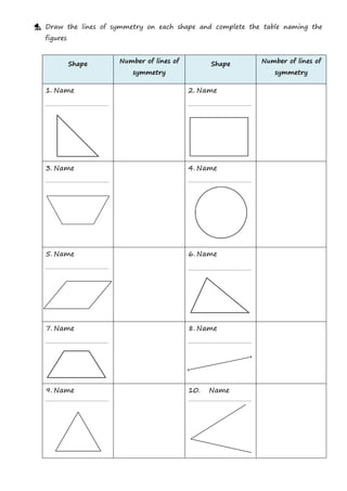 Line Of Symmetry Worksheet
