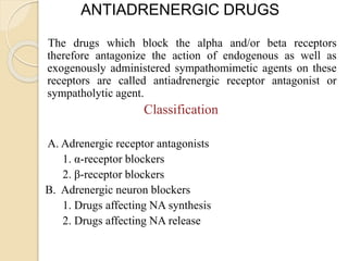Sympatholytics | PPTX | Chemistry | Science