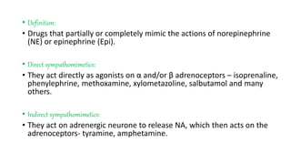 Sympathomimetic drugs | PPTX