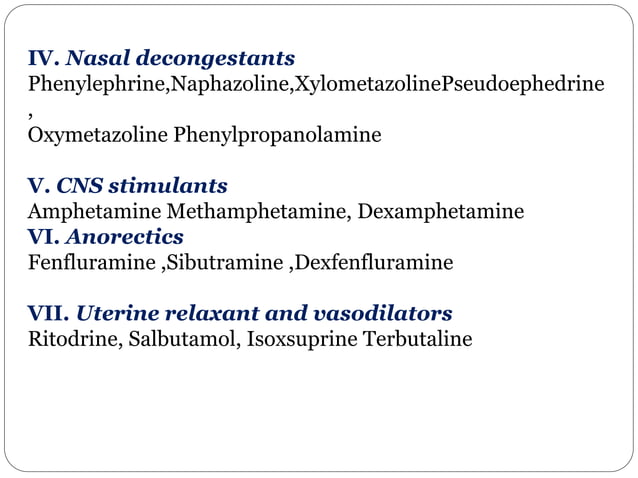 Sympathomimetic Drugs | PPTX | Chemistry | Science