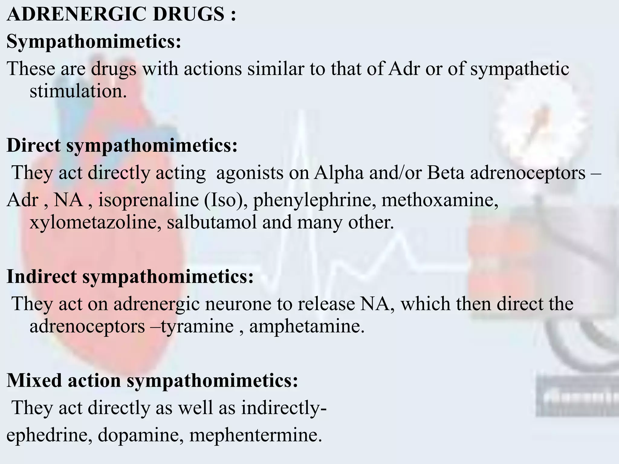 Sympathomimetics / ADRENERGICS / SYMPATHOLYTICS | PPTX