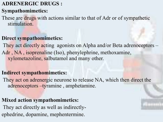 Sympathomimetics / ADRENERGICS / SYMPATHOLYTICS | PPTX