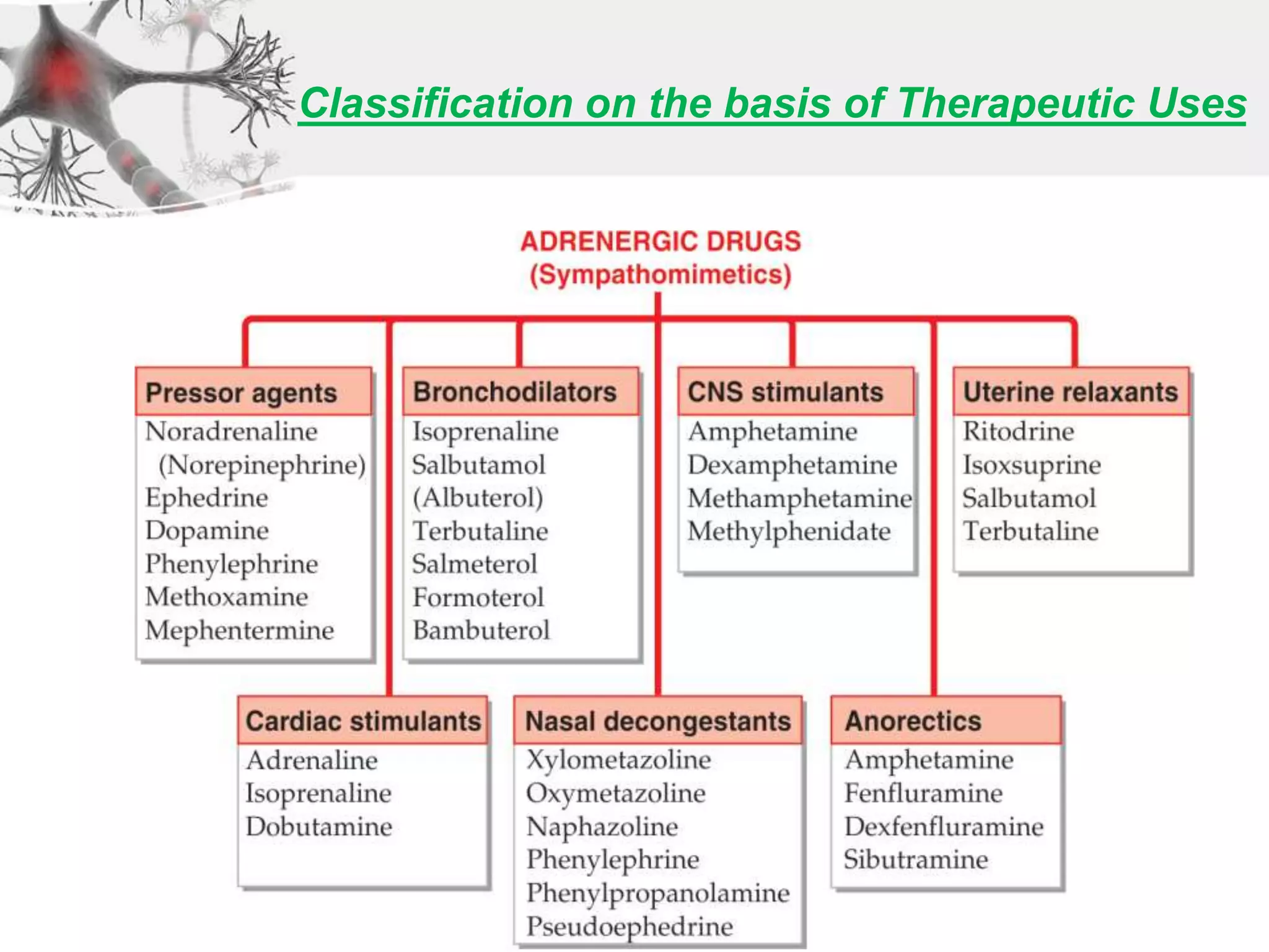 Sympathomimetics or Adrenergic Agonists (Introduction, Classification ...