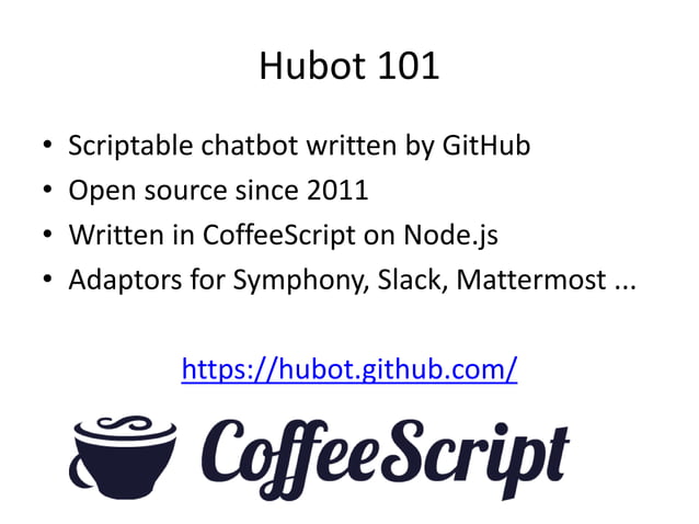 Symphony Chatbot with Hubot | PPT