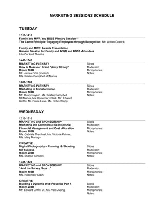 Symposium marketing sessions schedule and roles | PDF