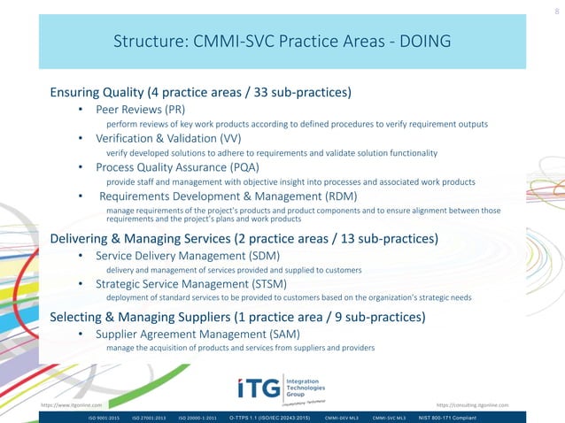 CMMI for Services v2.0 Changes, Practice Areas, Appraisals | PPTX
