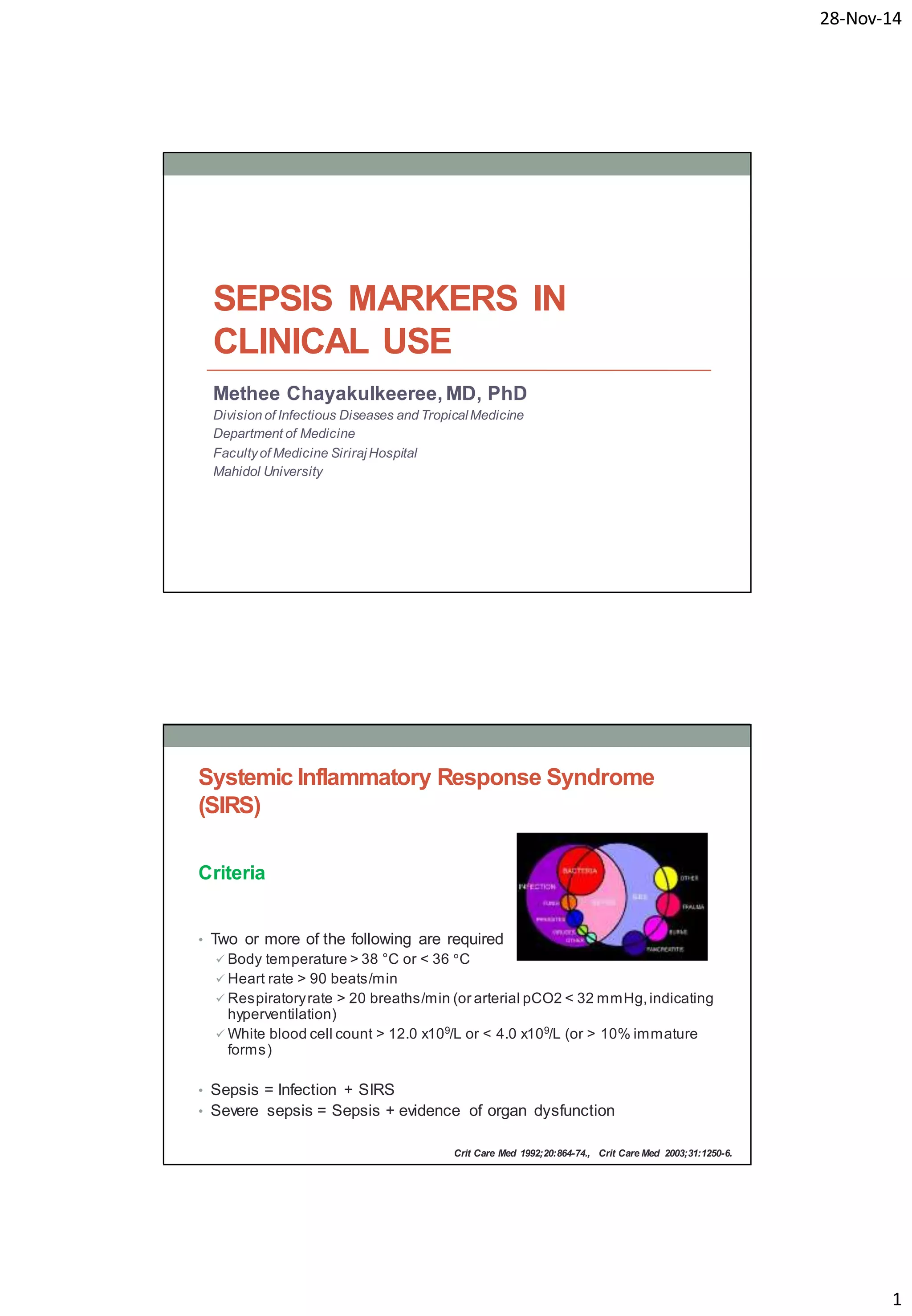 ACTEP2014: Sepsis marker in clinical use | PDF | Blood Disorders ...