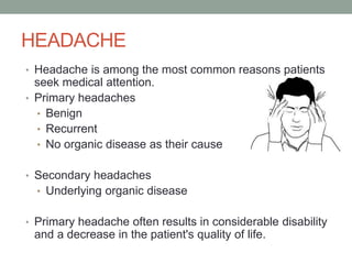 Symptom analysis - HEADACHE | PPT