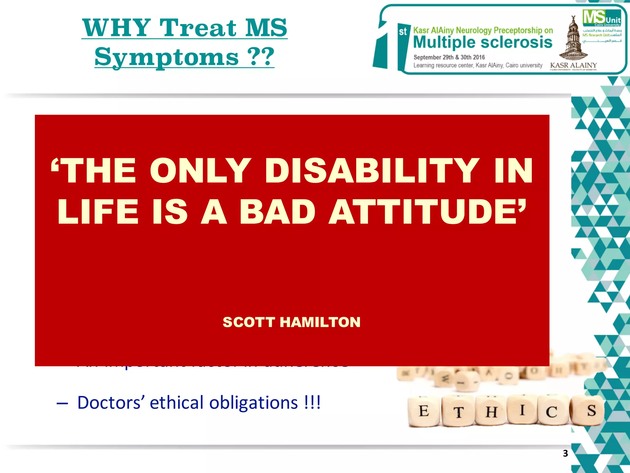 Symptomatic treatment in Multiple Sclerosis | PDF