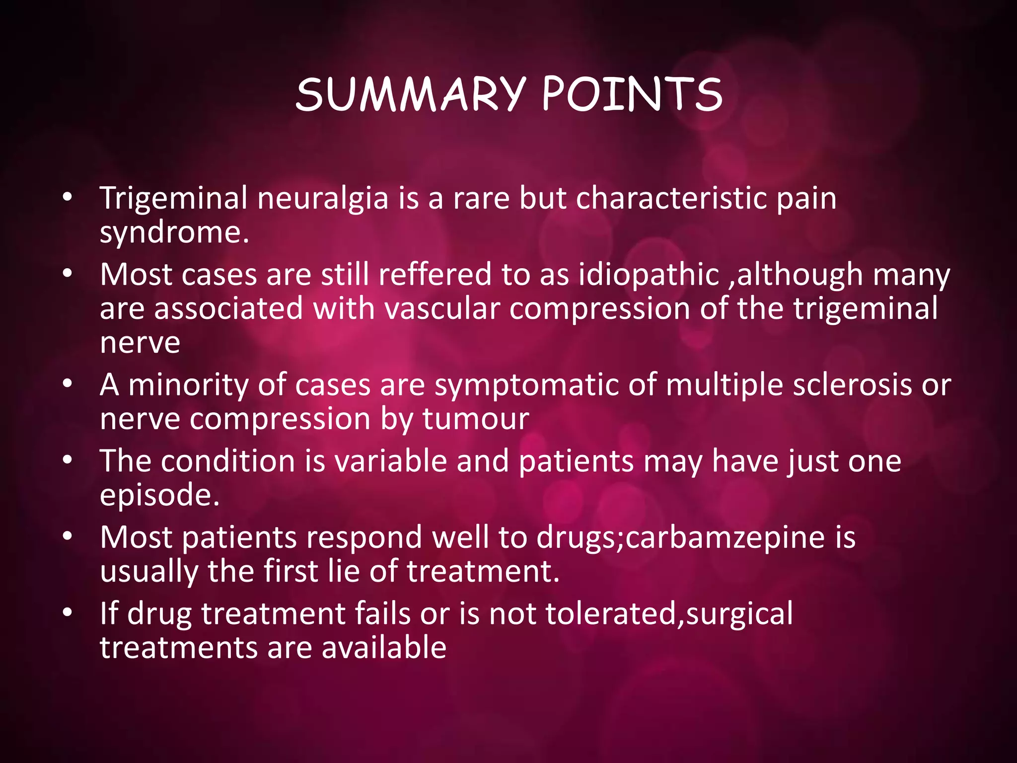 Symptomatology and pathophysiology of trigeminal neuralgia copy | PPTX