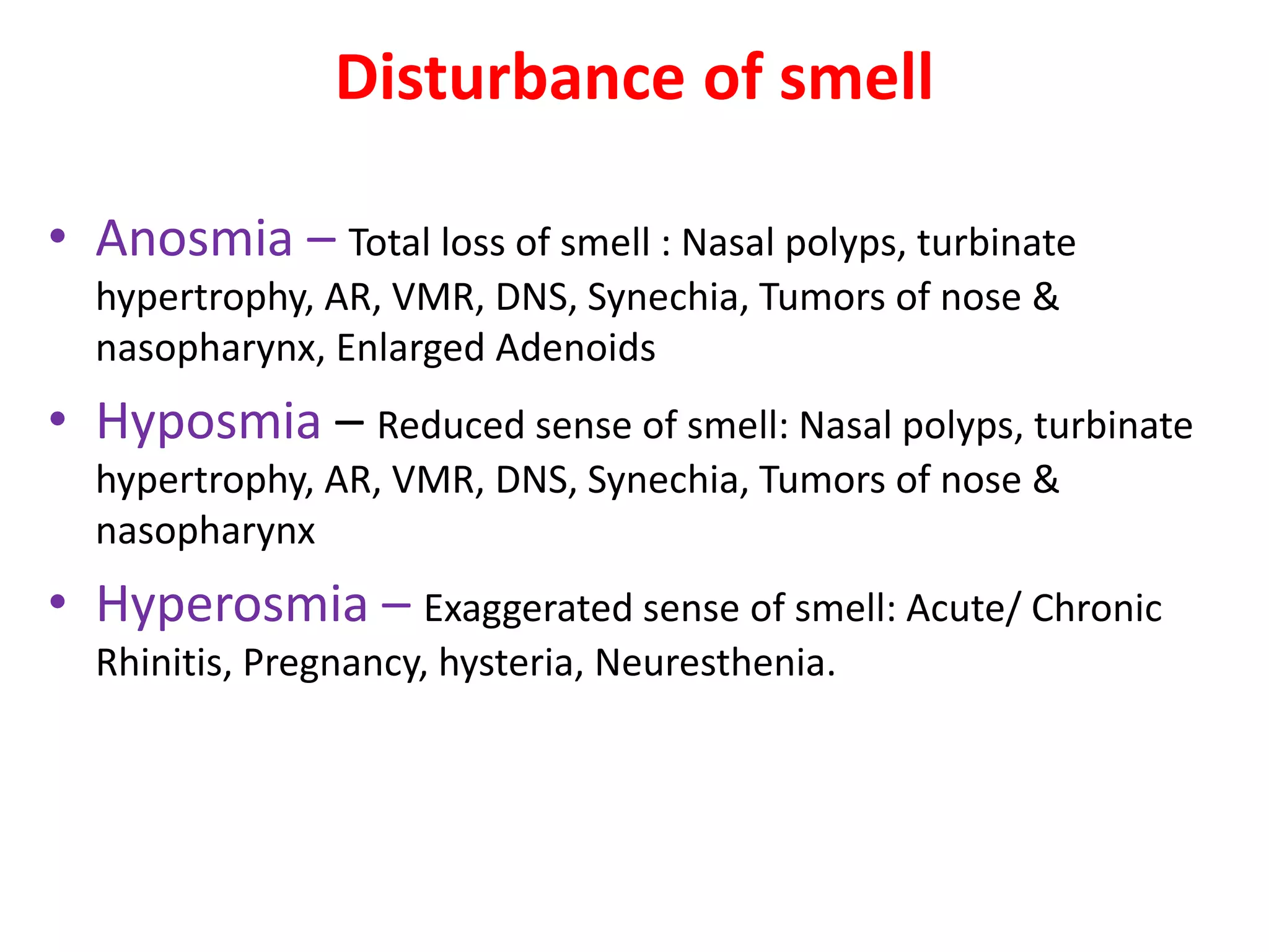 Symptomatology of nasal diseases | PPTX