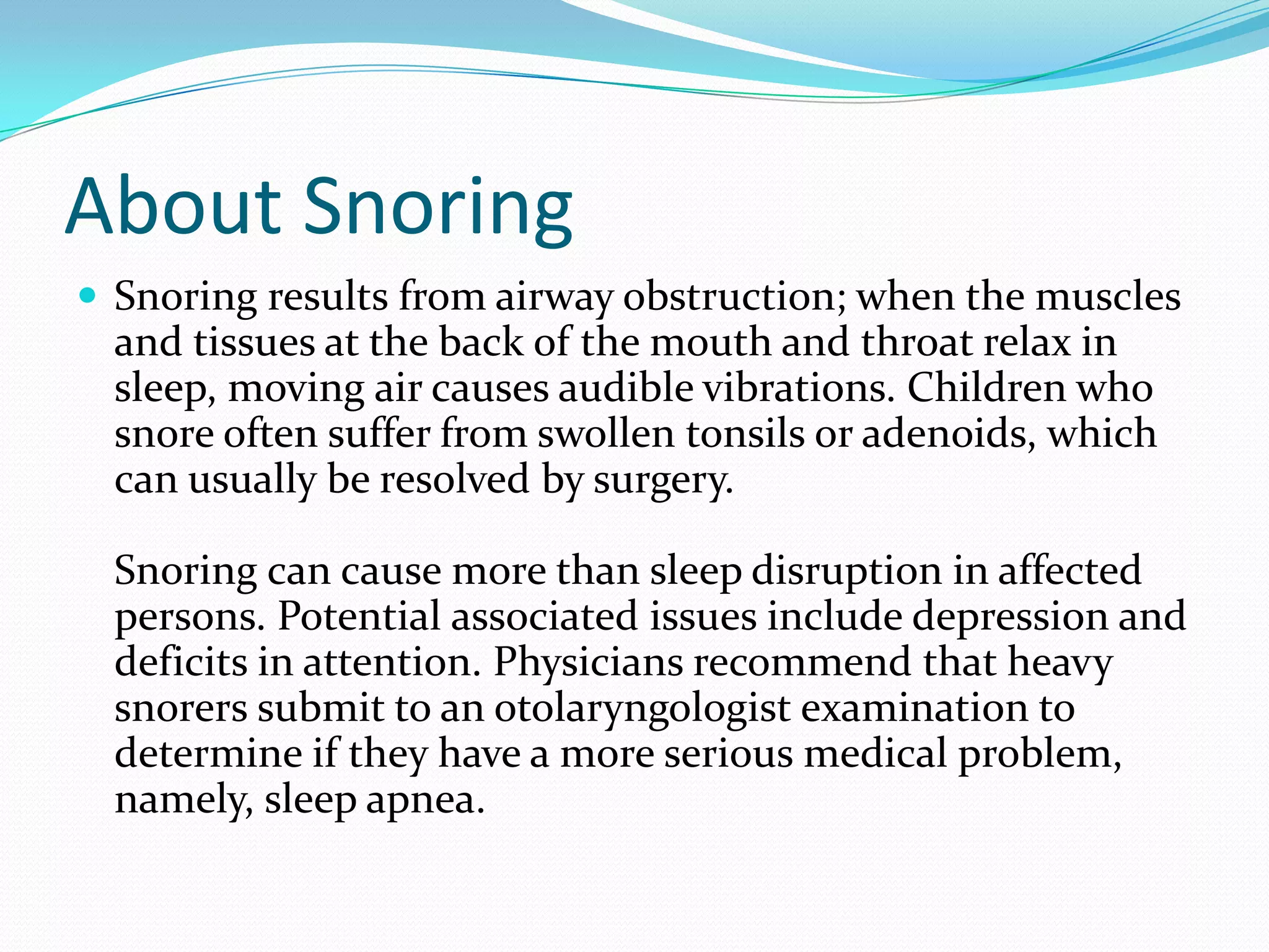 Symptoms and Causes of Snoring | PPTX