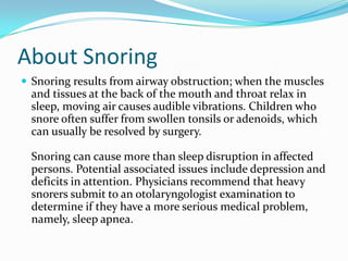 Symptoms and Causes of Snoring | PPTX