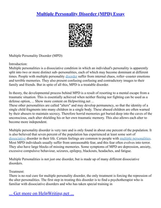 Symptoms And Symptoms Of A Personality Disorder | PDF