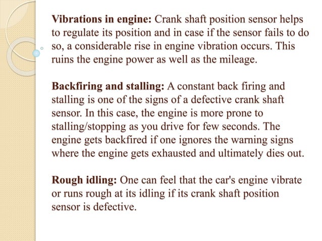 Symptoms of a Bad Crank Shaft Position Sensor | PPT