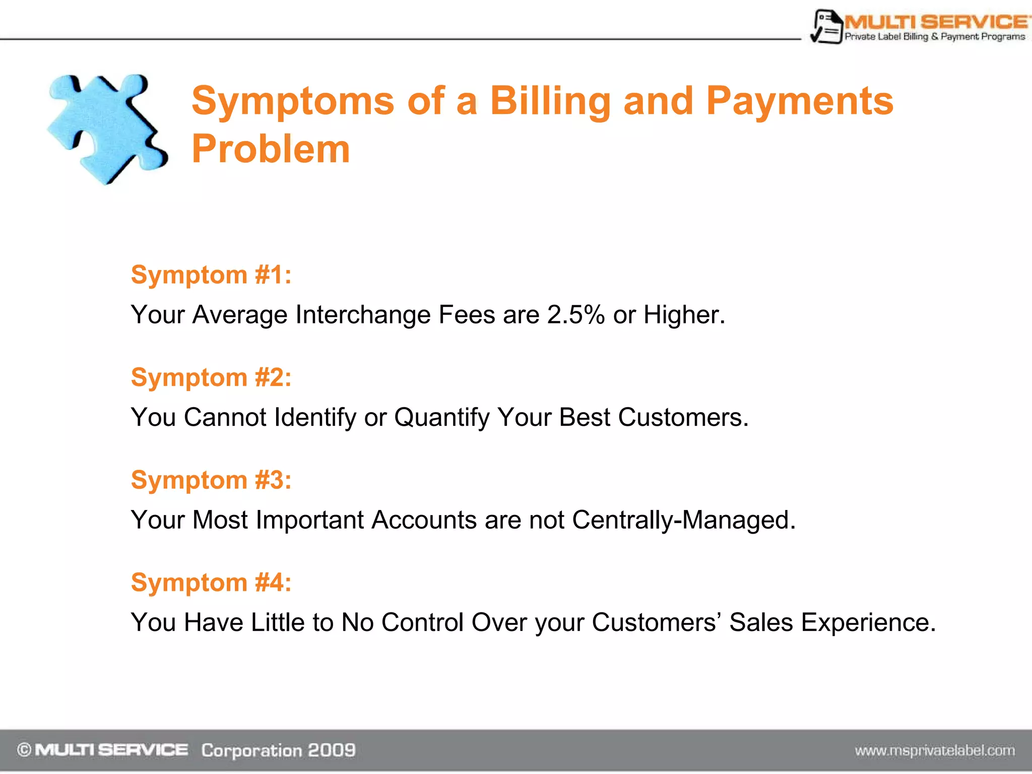 Symptoms of a Billing And Payment Problem | PPT