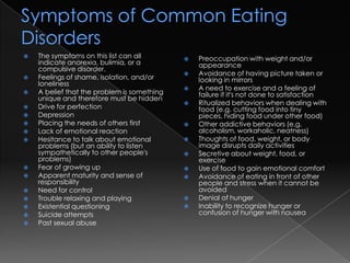 Symptoms of common eating disorders fin | PPTX