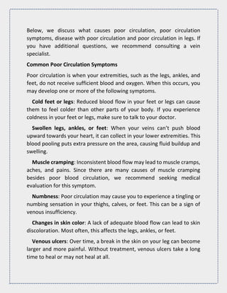 Symptoms of Poor Blood Circulation Disease | PDF