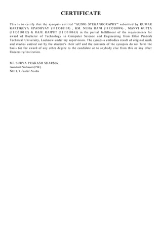 Audio Steganography synopsis | DOCX | Digital Audio | Computer Software ...