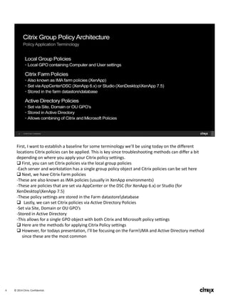 SYN406: Citrix Group Policy architecture and troubleshooting for XenApp ...