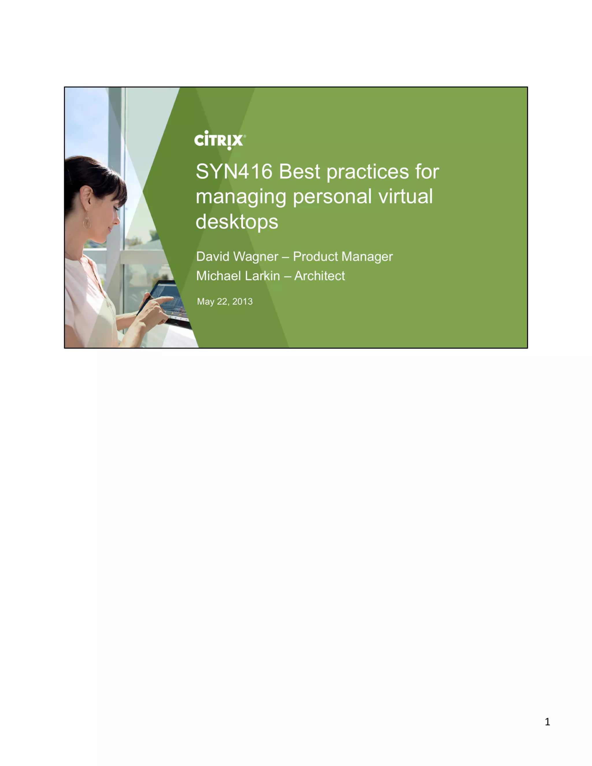 Best practices for managing personal virtual desktops | PDF