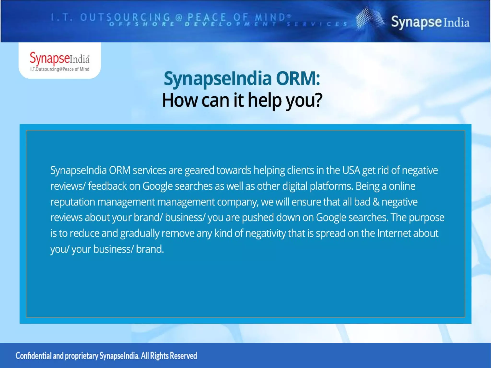 Synapseindia - ORM helping businesses improve their reputation | PPT