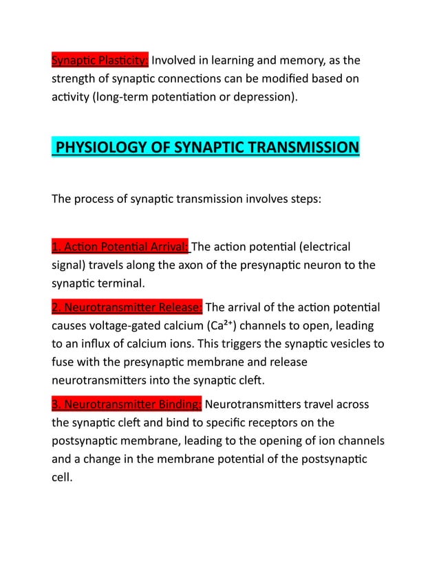 INTRODUCTION OF SYNAPSE ANATOMICAL TYPES OF SYNAPSE | PDF