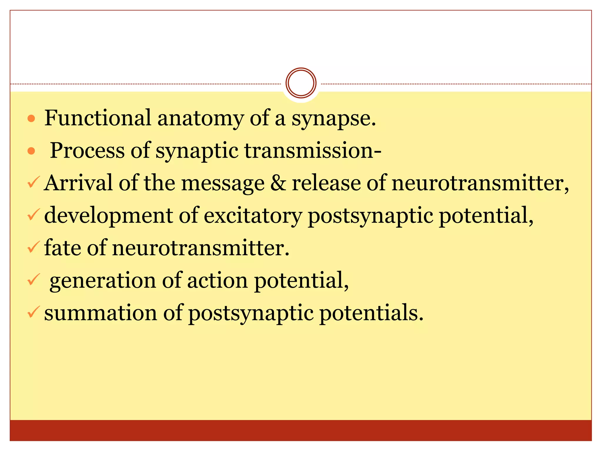 Synaptic transmission i | PPTX