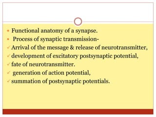 Synaptic transmission i | PPTX