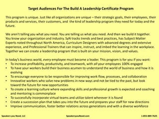 SyN Build a Leadership Program (objectives and skill sets) | PPTX